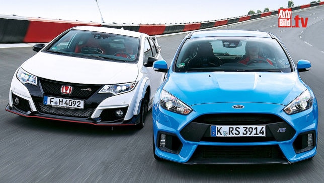 Video: Ford Focus RS vs Honda Civic Type R (2016) - AUTO BILD
