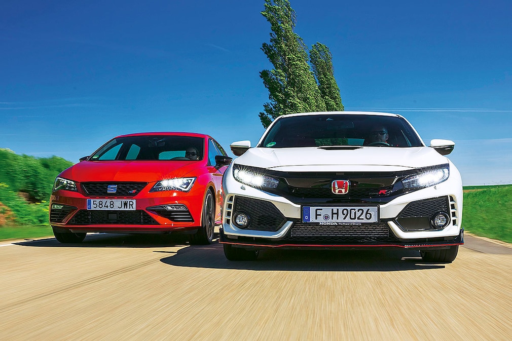Kompakte Sportler im Test: Honda Civic Type R vs Seat Leon Cupra - AUTO ...