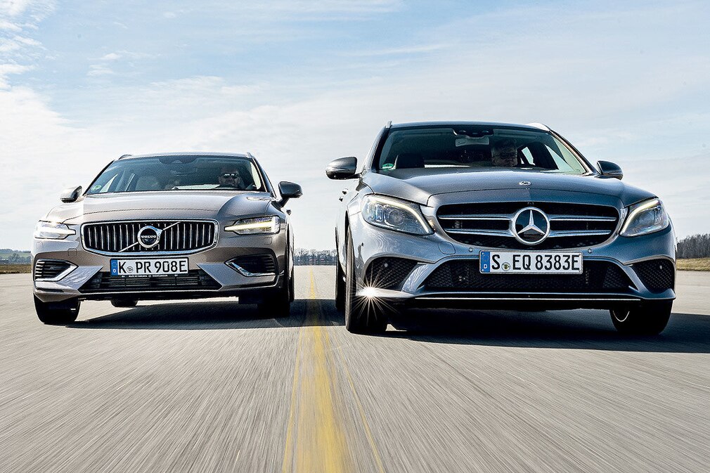 Mercedes C-Klasse T vs. Volvo V60: Hybrid-Kombis im Test - AUTO BILD