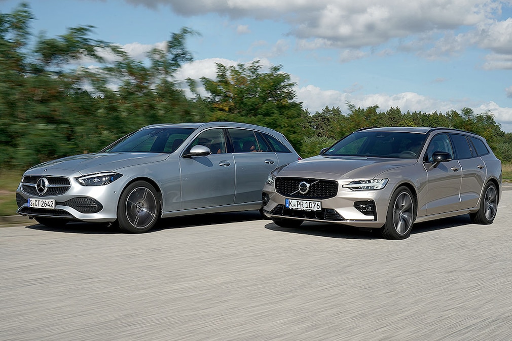 Mercedes C 220 T vs. Volvo V60 B4: Edel-Kombis im Vergleichstest - AUTO ...