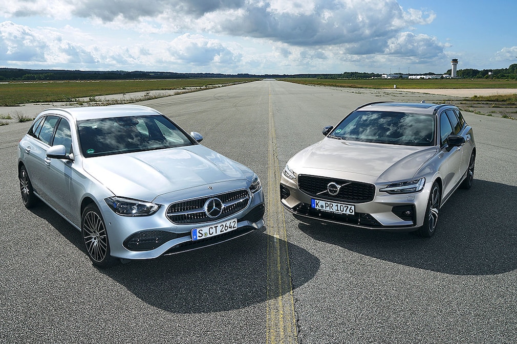 Mercedes C 220 T vs. Volvo V60 B4: Edel-Kombis im Vergleichstest - AUTO ...