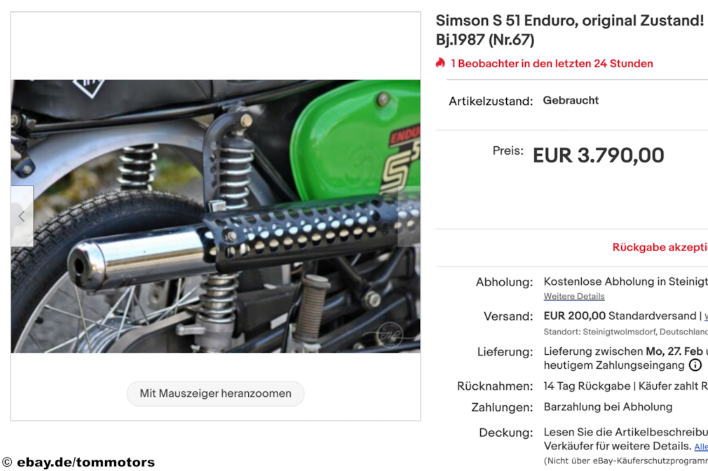 Simson S 51 Enduro mit 12-Volt-Zündung bei eBay - AUTO BILD