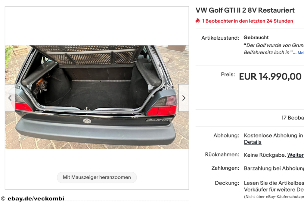 VW Golf 2 GTI 8V bei eBay: restaurierten Kompakt-Sportler kaufen - AUTO BILD KLASSIK