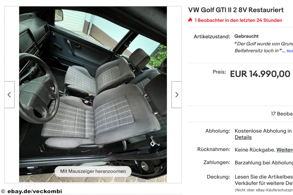 VW Golf 2 GTI 8V bei eBay: restaurierten Kompakt-Sportler kaufen - AUTO BILD KLASSIK