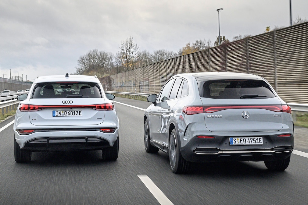 Audi Q6 e-tron quattro, Mercedes EQE 500 4Matic SUV: Test - AUTO BILD