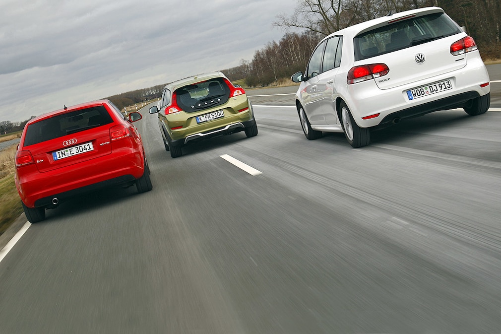 Diesel-Test: Audi A3 1.6 TDI, Volvo C30 1.6D DRIVe und VW Golf 1.6 TDI ...